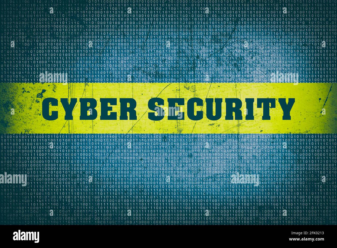 Illustration of a "Cyber Security" writing on a yellow line on codes ...