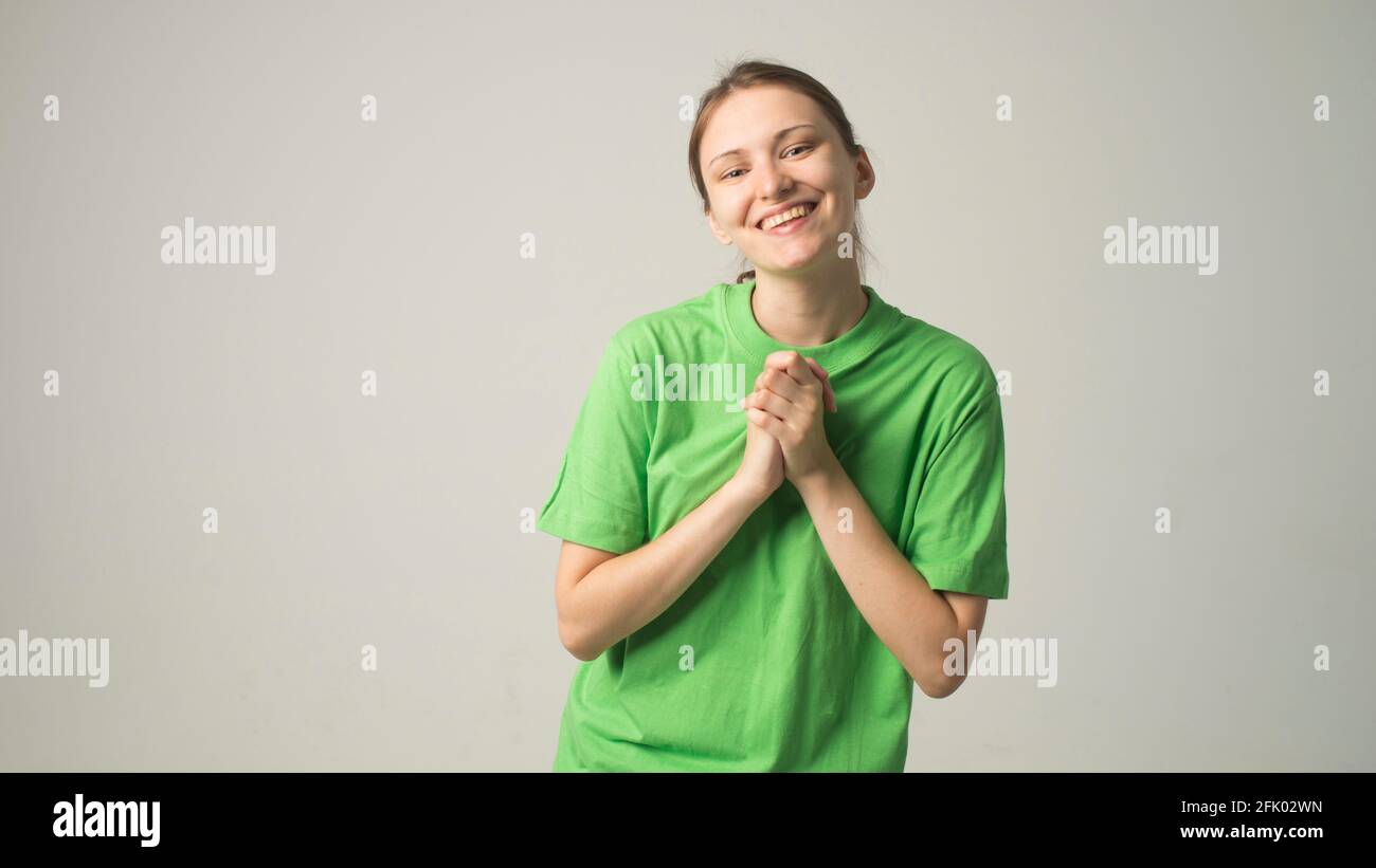 Cheerful happy young beautiful girl Stock Photo - Alamy