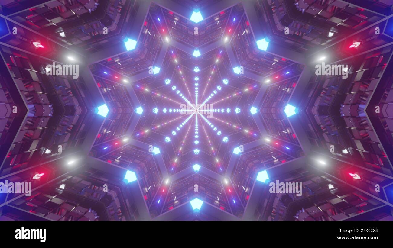 3d illustration of 4K UHD glowing corridor in shape of star Stock Photo ...
