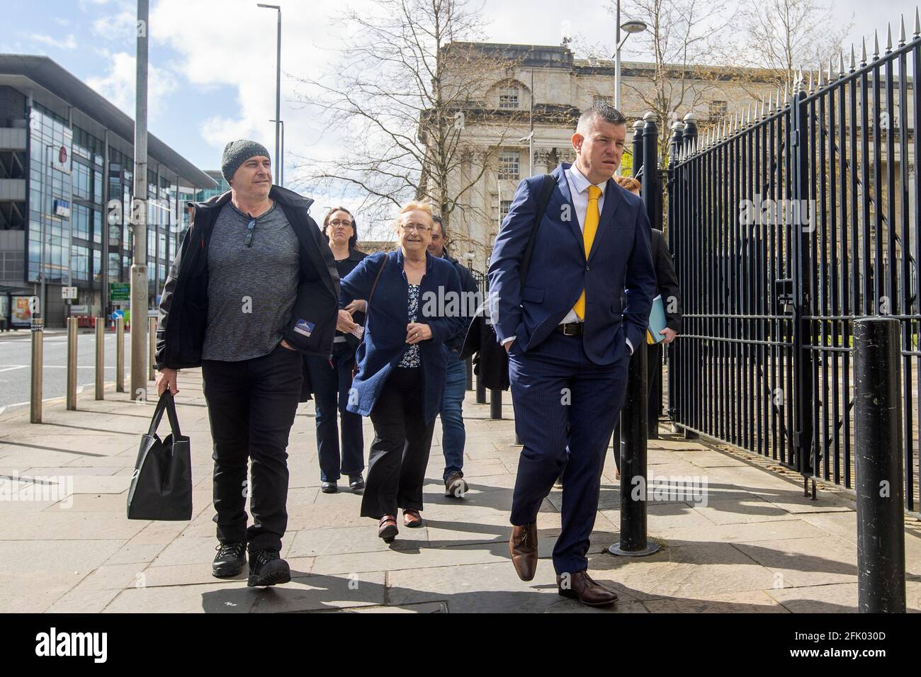 Joe McCann's widow Anne (centre) and family with their solicitor Niall ...