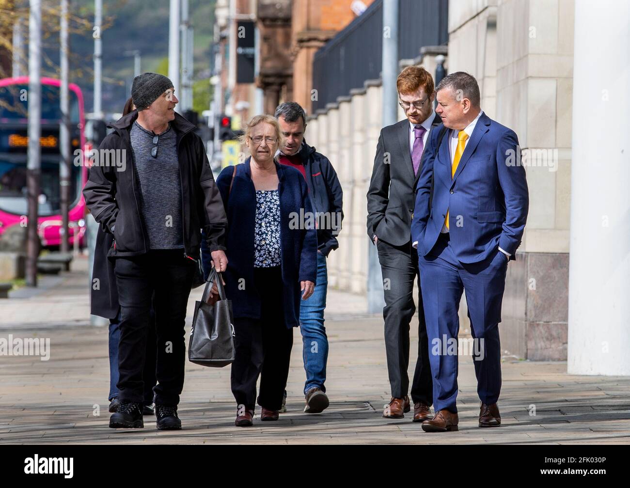 Joe McCann's widow Anne (centre) and family with their solicitor Niall ...