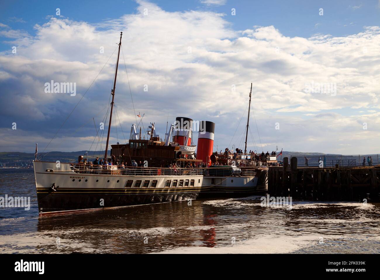 Paddle steamer Waverley on the River Clyde at Helensburgh, Scotland ...