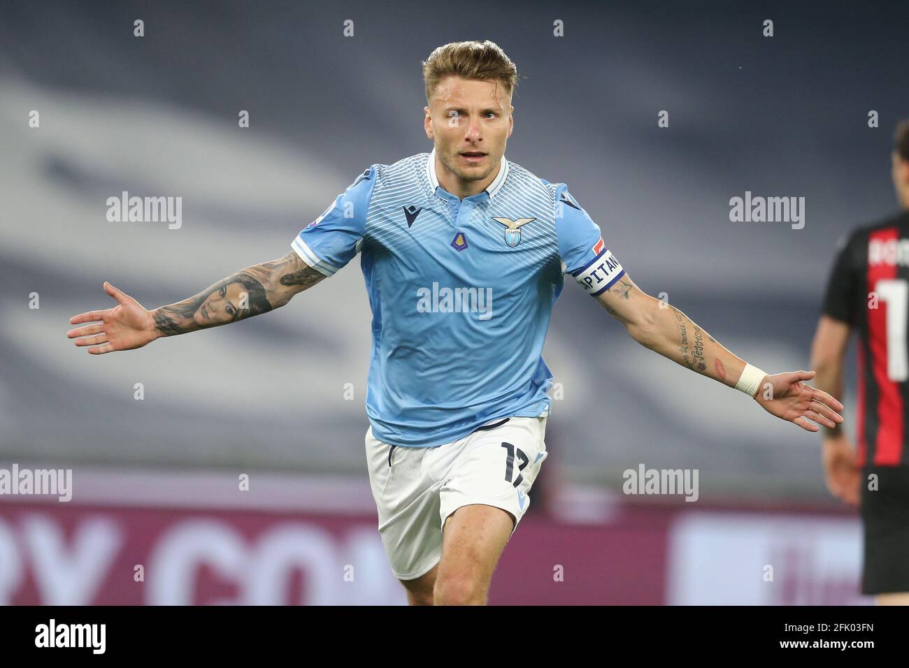 LazioÕs Italian striker Ciro Immobile celebrates after scoring a goal ...