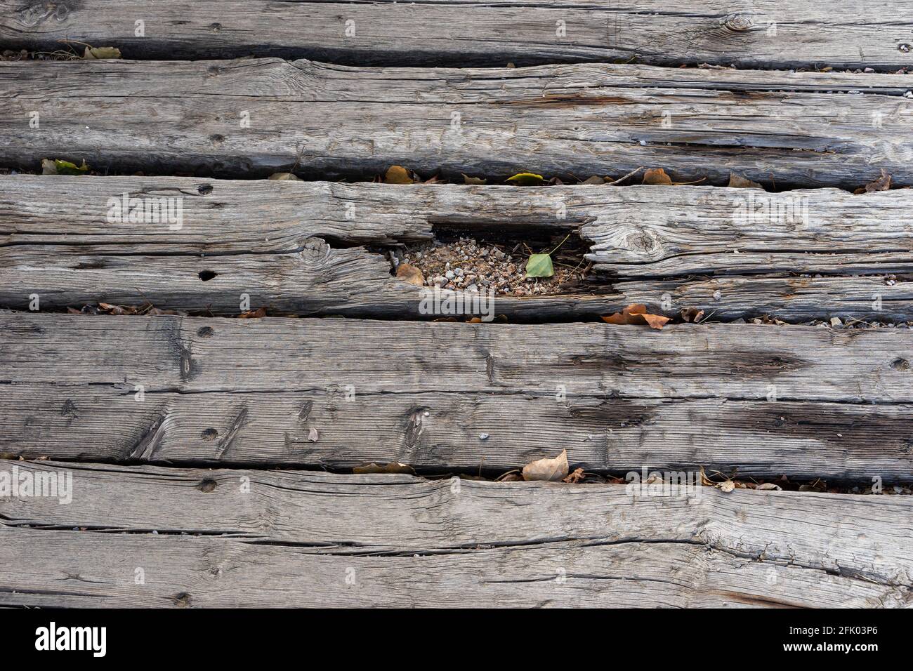 Weathered wooden footpath texture as background Stock Photo - Alamy