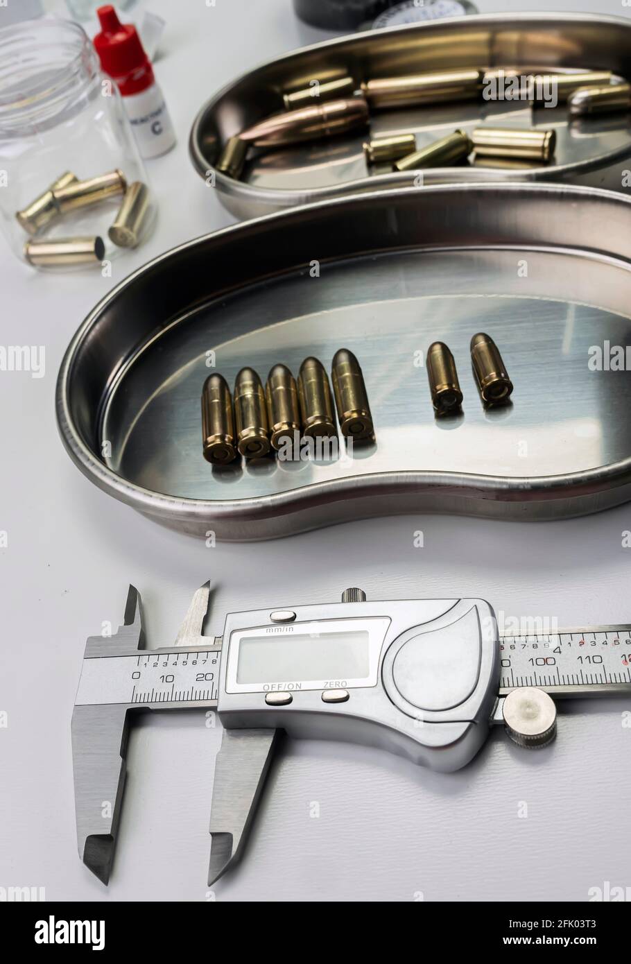 Criminalistic Laboratory, Bullet shell analysis, conceptual image Stock ...