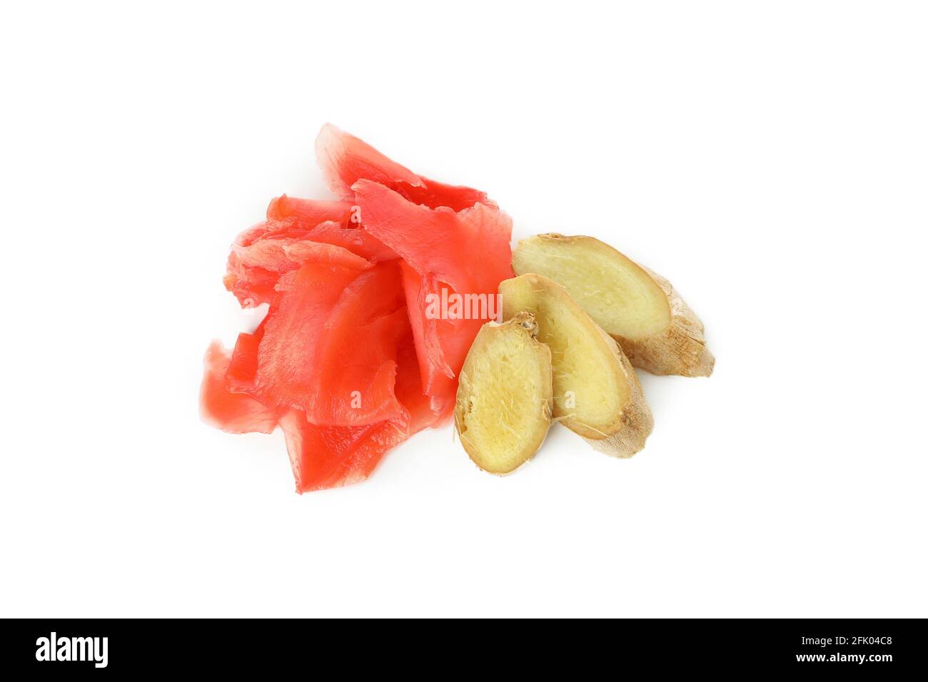 Red pickled ginger isolated on white background Stock Photo - Alamy