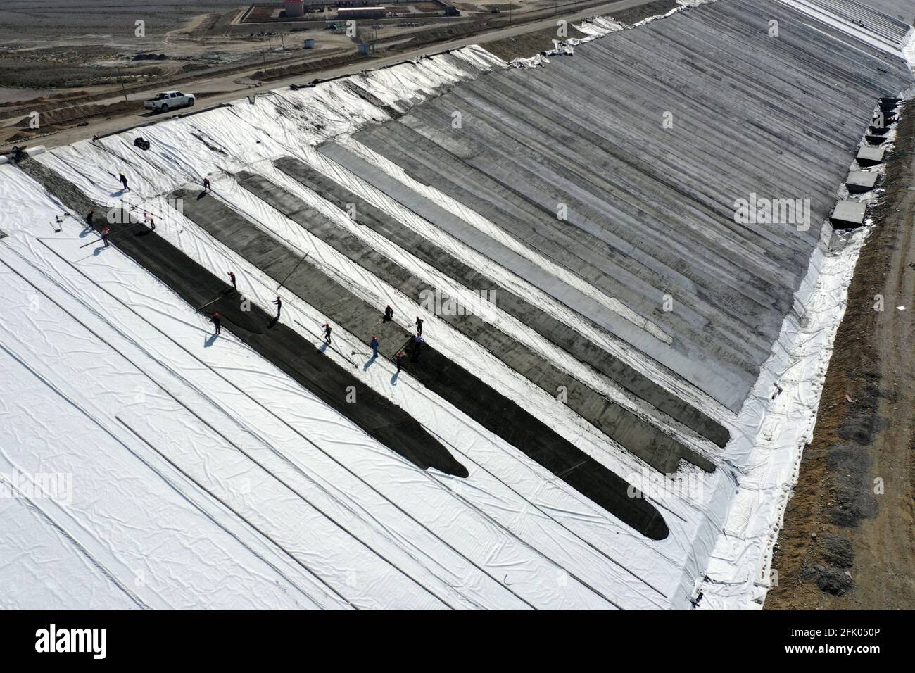 BOZHOU, CHINA - APRIL 27, 2021 - A drone takes an aerial view of the ...