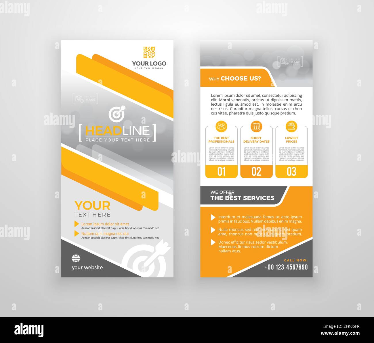 Double-sided DL flyer design. Brochure or flyer template. Layout with ...