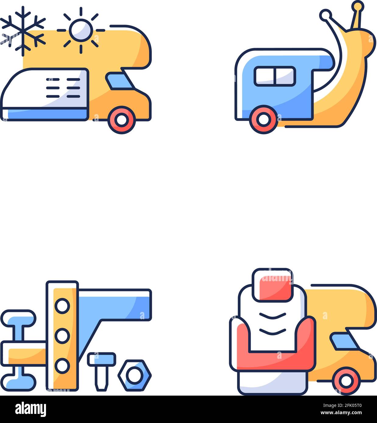 Recreational vehicle RGB color icons set Stock Vector Image & Art - Alamy