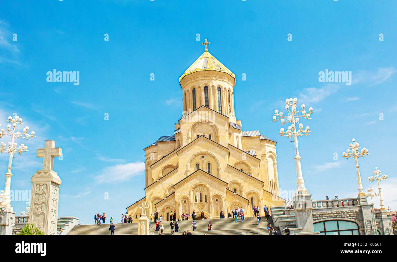 Cathedral of the Holy Trinity Sameba in Tbilisi, capital of Georgia ...
