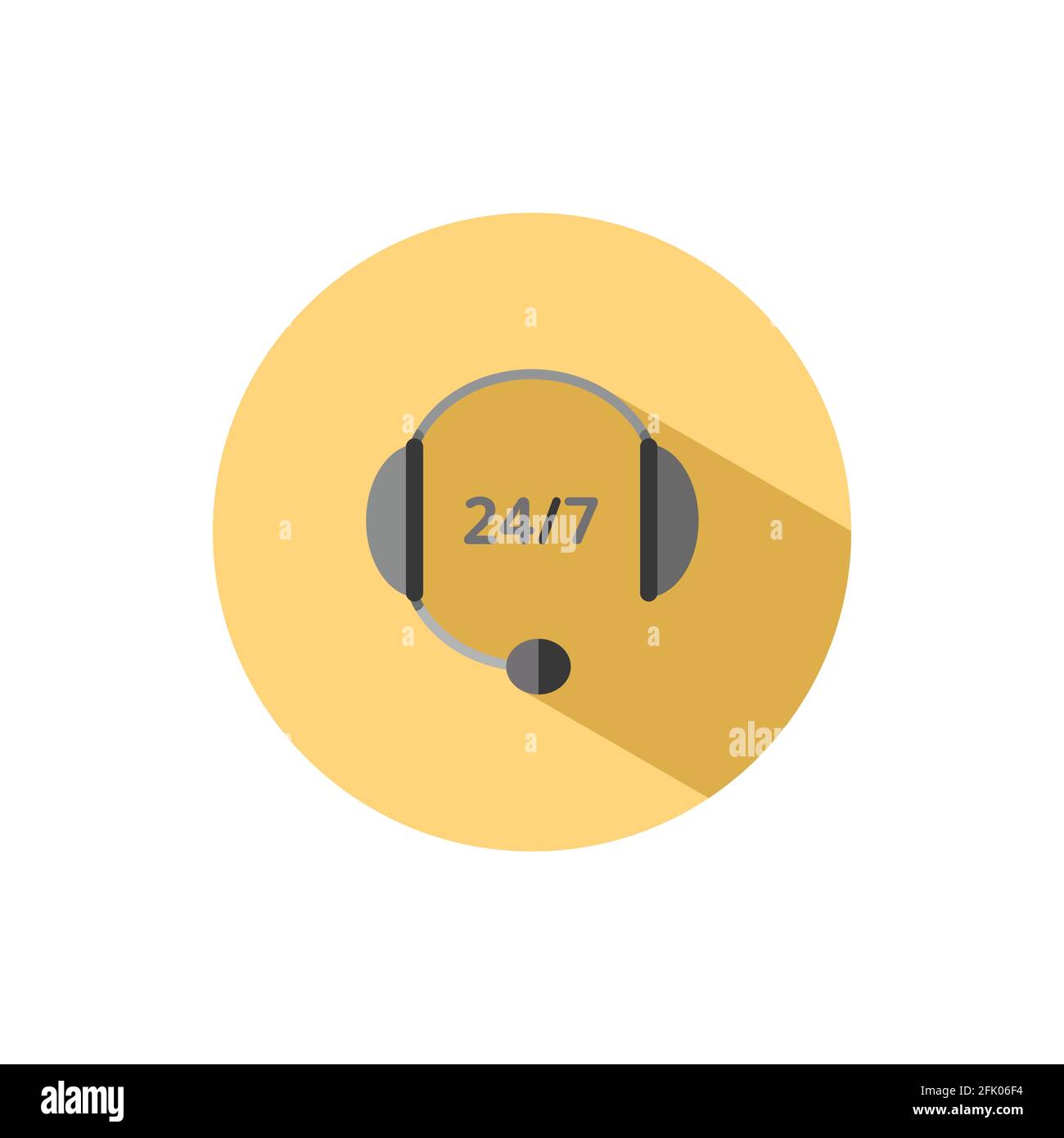 Call center. Headphones. Flat color icon in a circle. Commerce vector ...