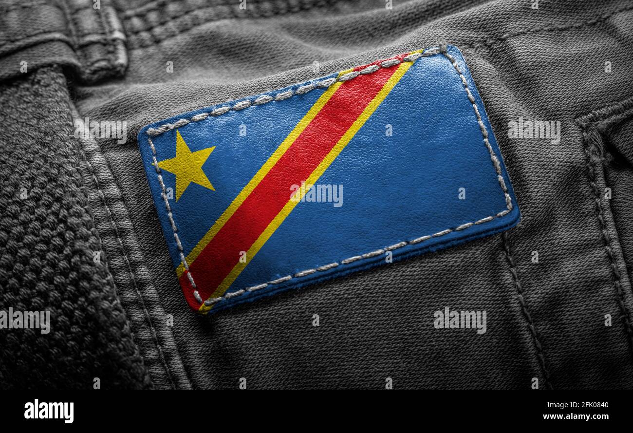 Tag on dark clothing in the form of the flag of the Democratic Republic ...