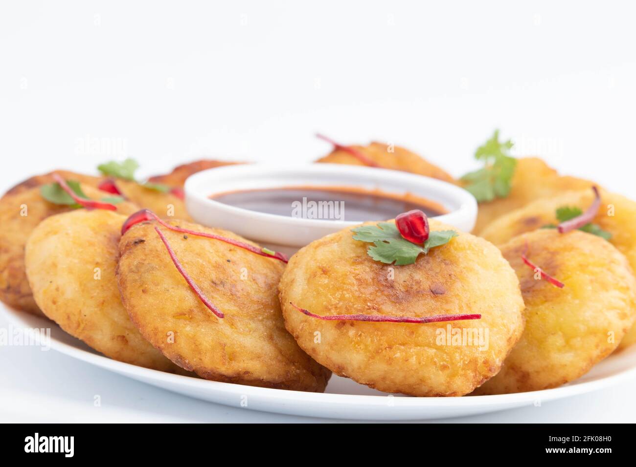 Decorated Plate Of Most Loved Indian Chaat Snacks Aloo Tikki Also Known ...