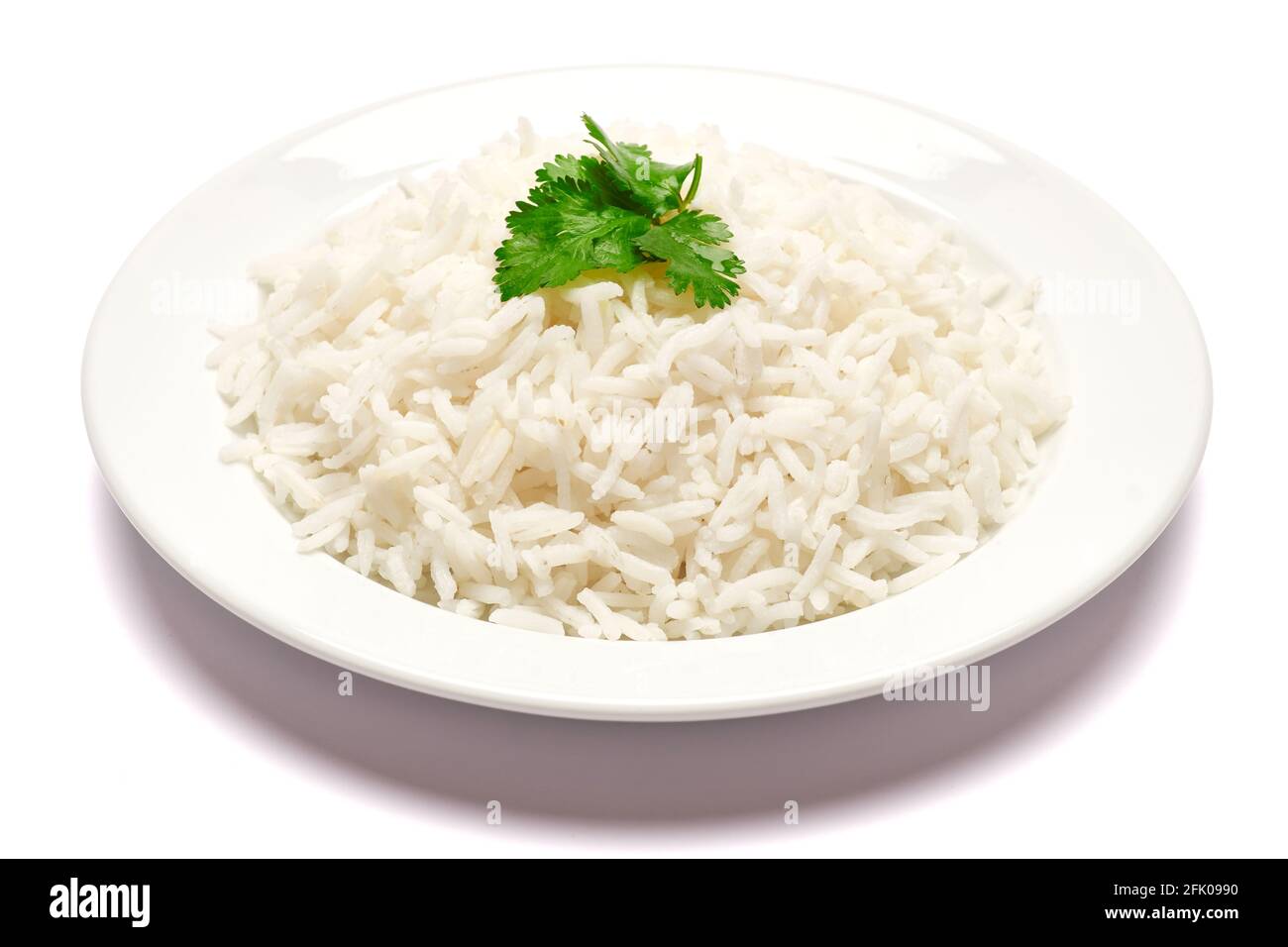 Plate of Boiled Rice isolated on a white background with clipping path ...