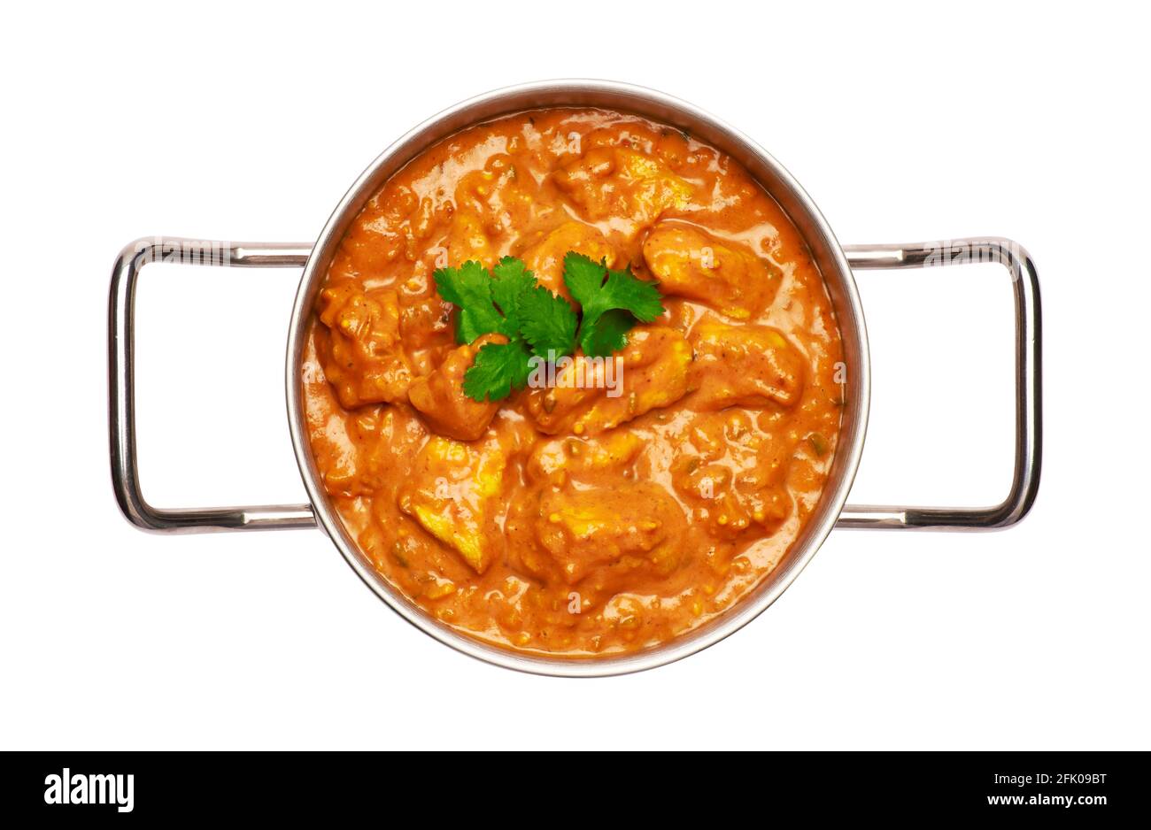Pot of Traditional Chicken Curry isolated on white background with ...