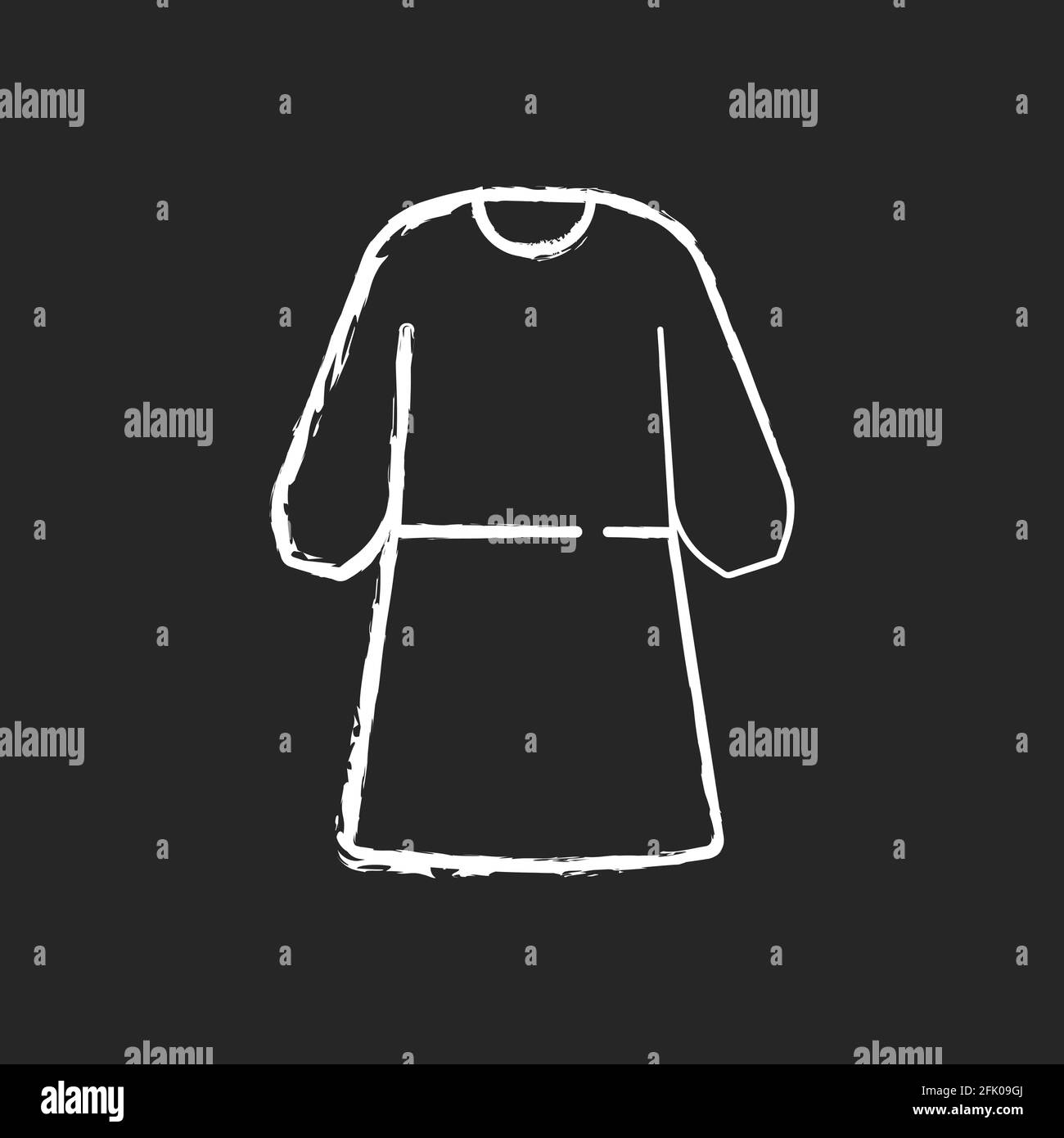 Isolation gown chalk white icon on black background Stock Vector Image ...