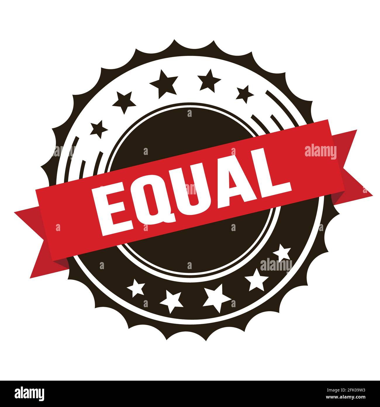 EQUAL text on red brown ribbon badge stamp Stock Photo - Alamy