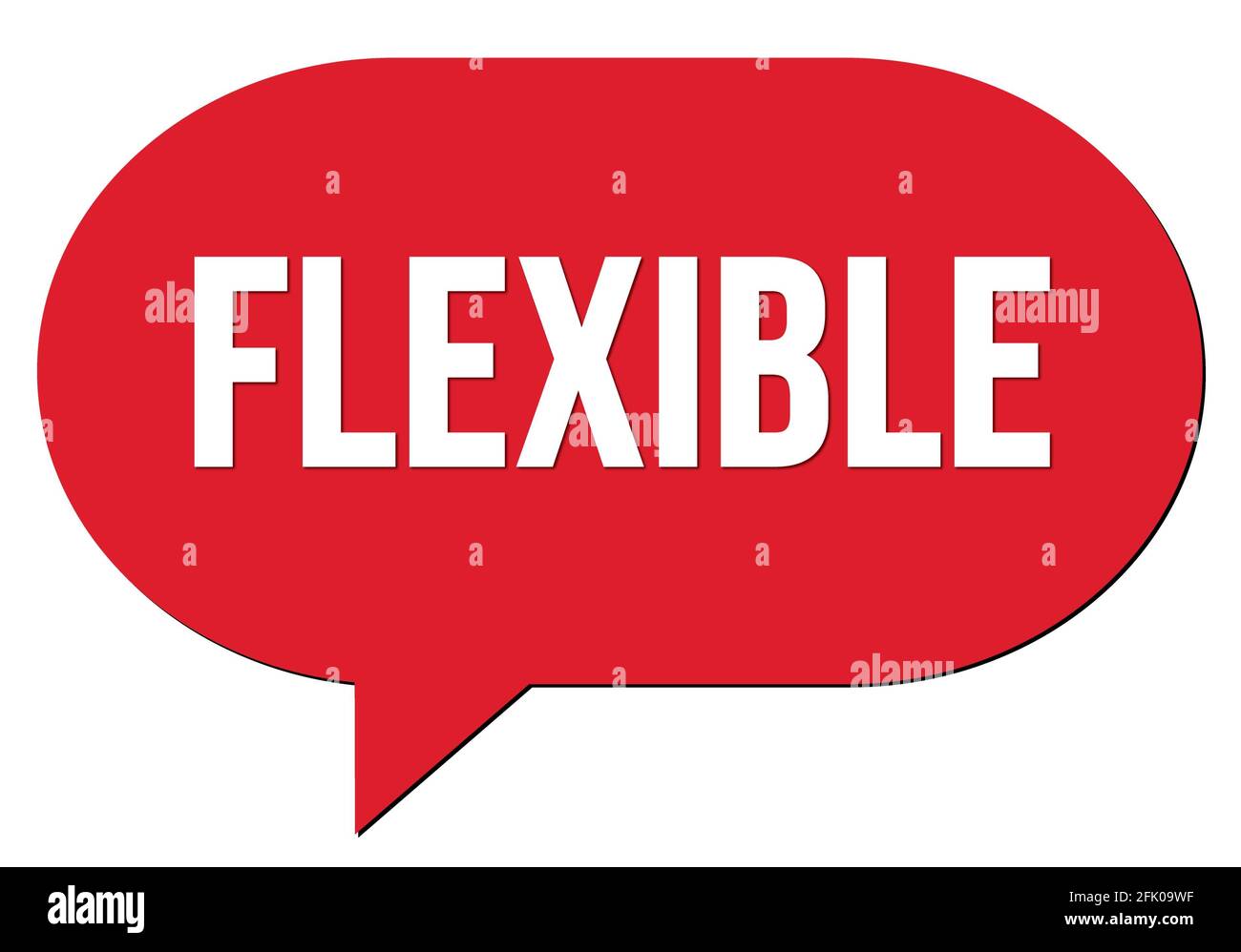 FLEXIBLE text written in a red speech bubble stamp Stock Photo - Alamy