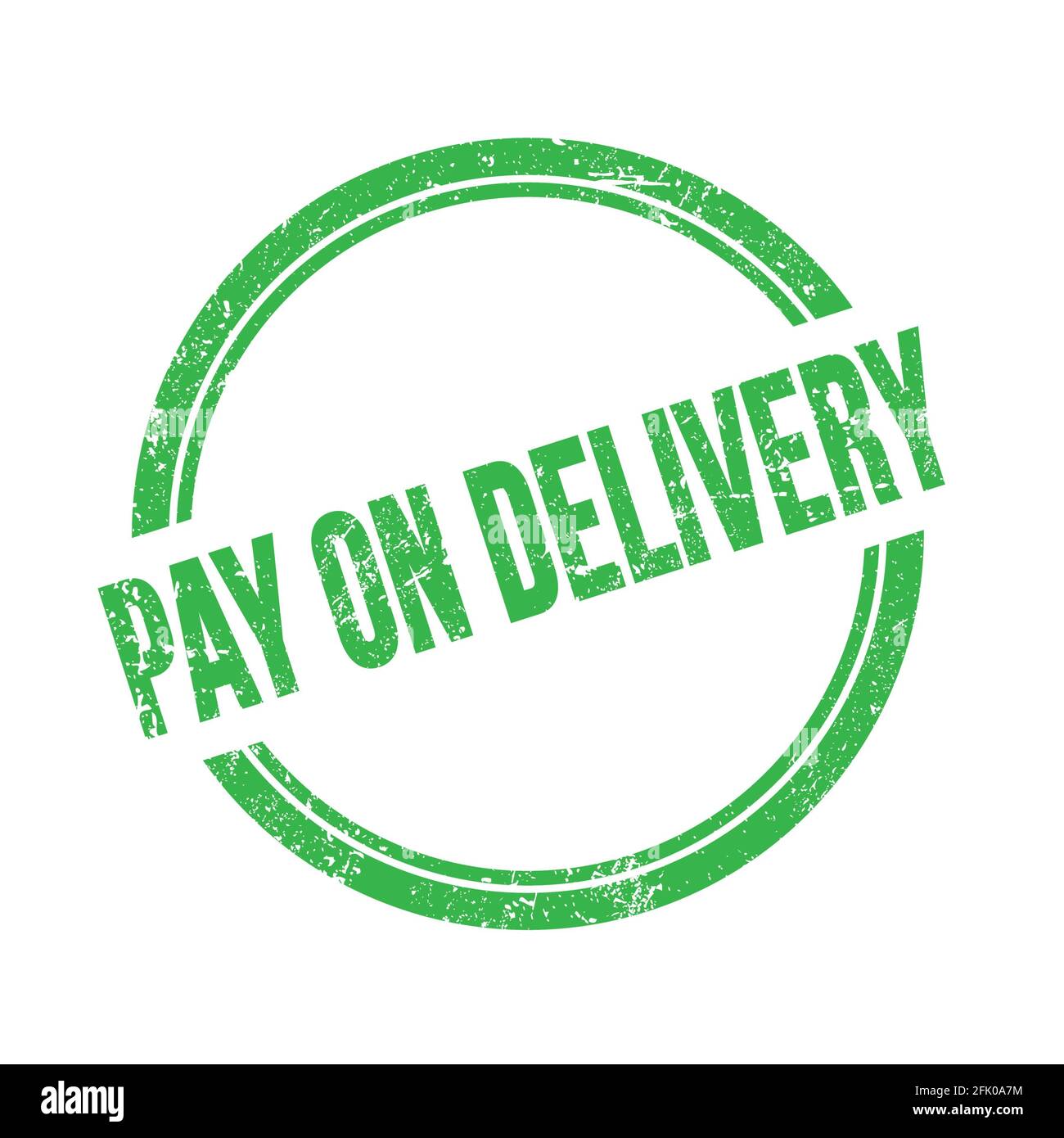 PAY ON DELIVERY text written on green grungy vintage round stamp Stock ...