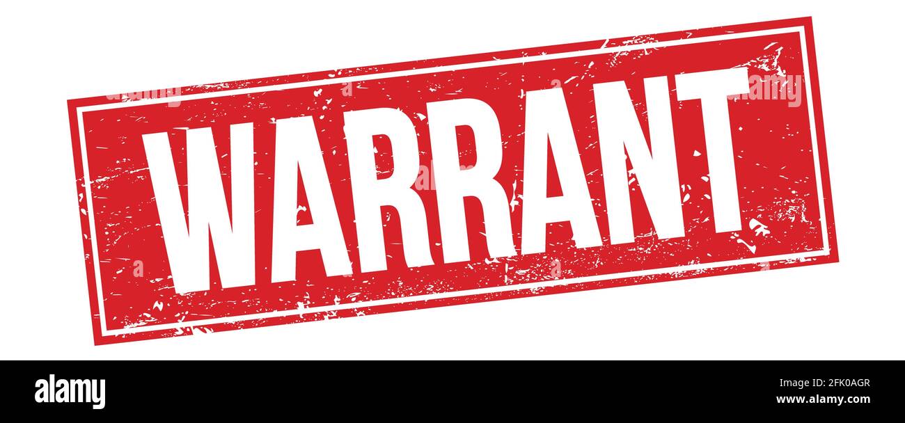 WARRANT text on red grungy rectangle stamp sign Stock Photo - Alamy