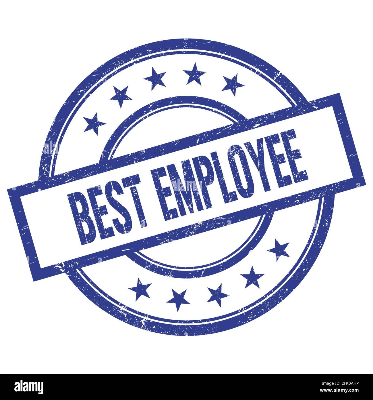 BEST EMPLOYEE text written on blue round vintage rubber stamp Stock ...