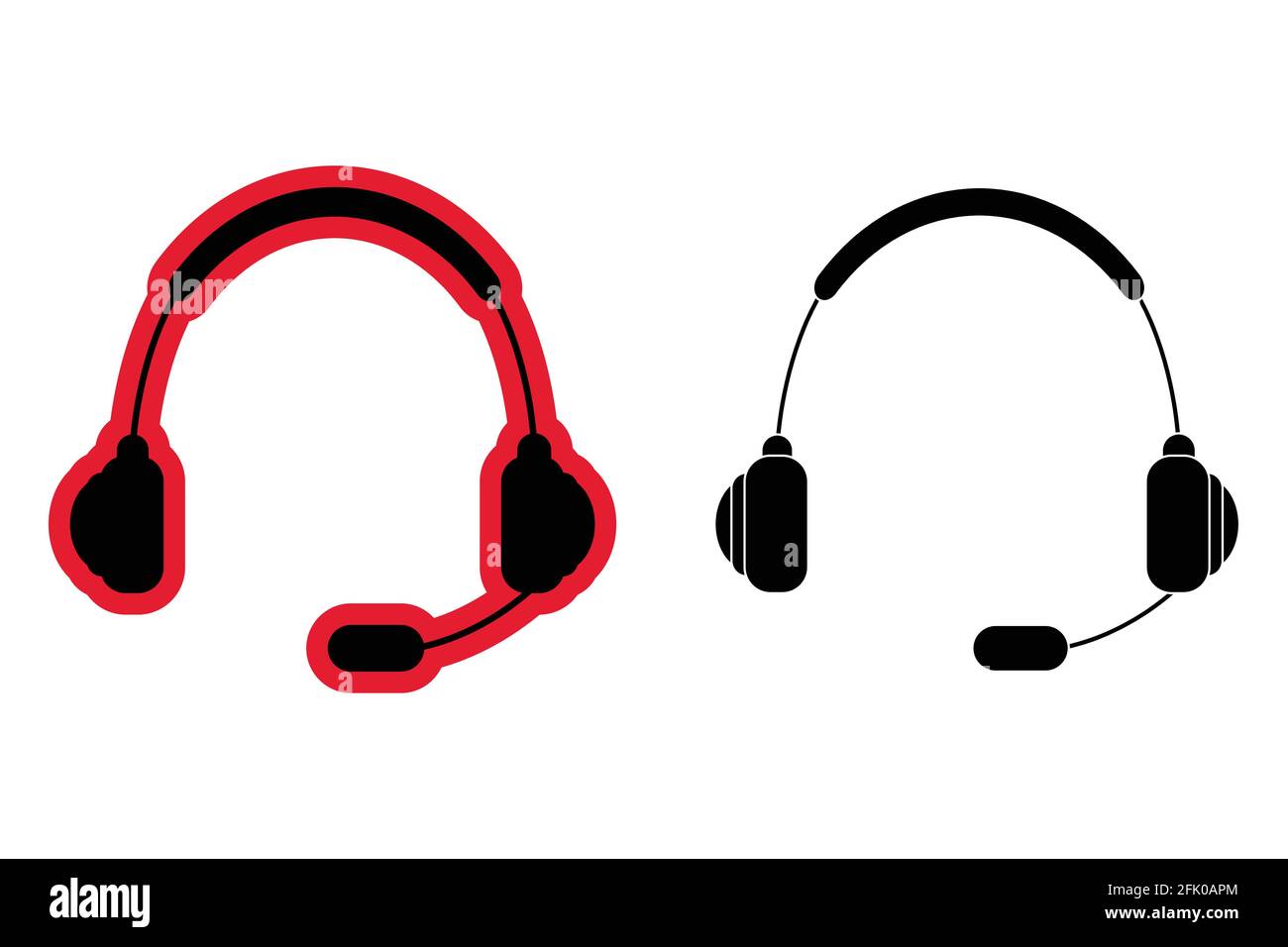 Wireless gaming headphones with a microphone icon set Stock Vector ...