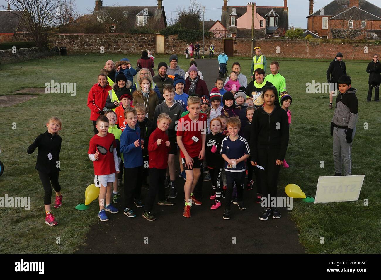 Prestwick Park Fun run at the Oval Prestwick Stock Photo - Alamy