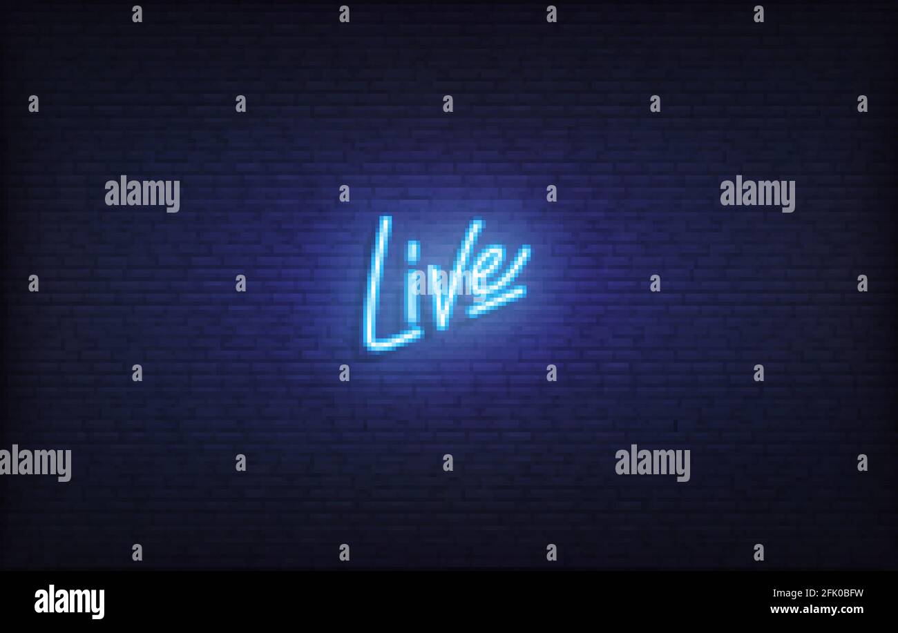 Live neon sign. Glowing neon lettering Live template Stock Vector Image ...