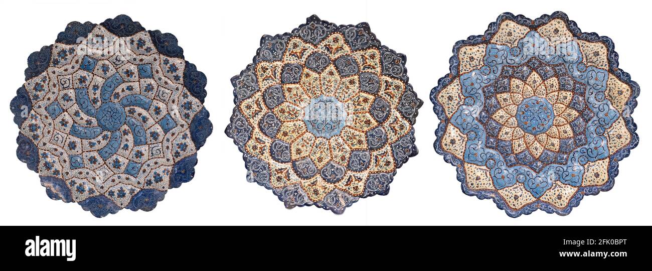 Traditional Iranian plates and dishes with traditional Persian ornament ...
