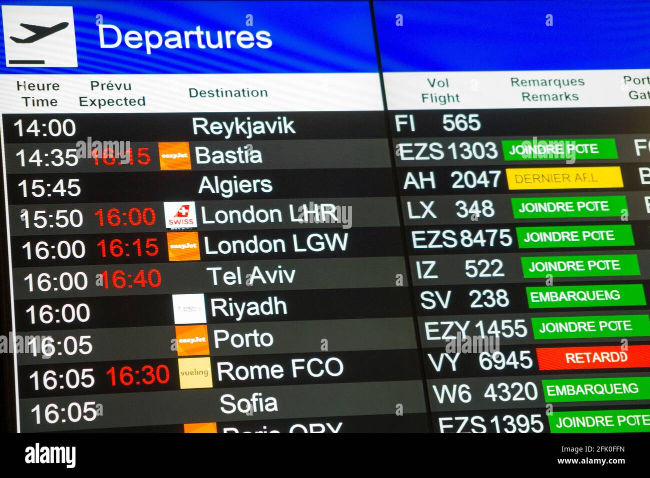 Departures information display screen (Similar to an arrivals board ...