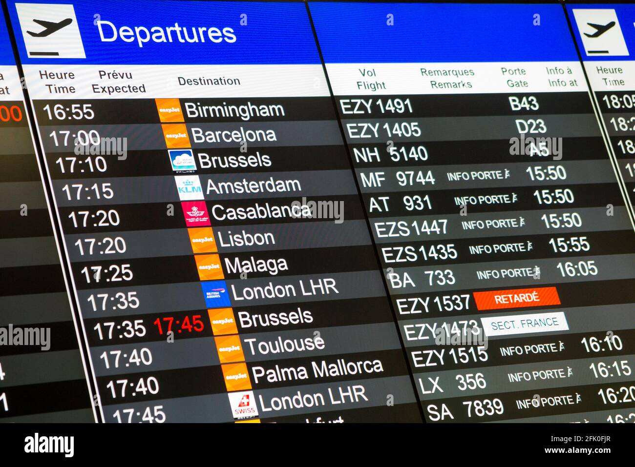 Departures information display screen (Similar to an arrivals board ...