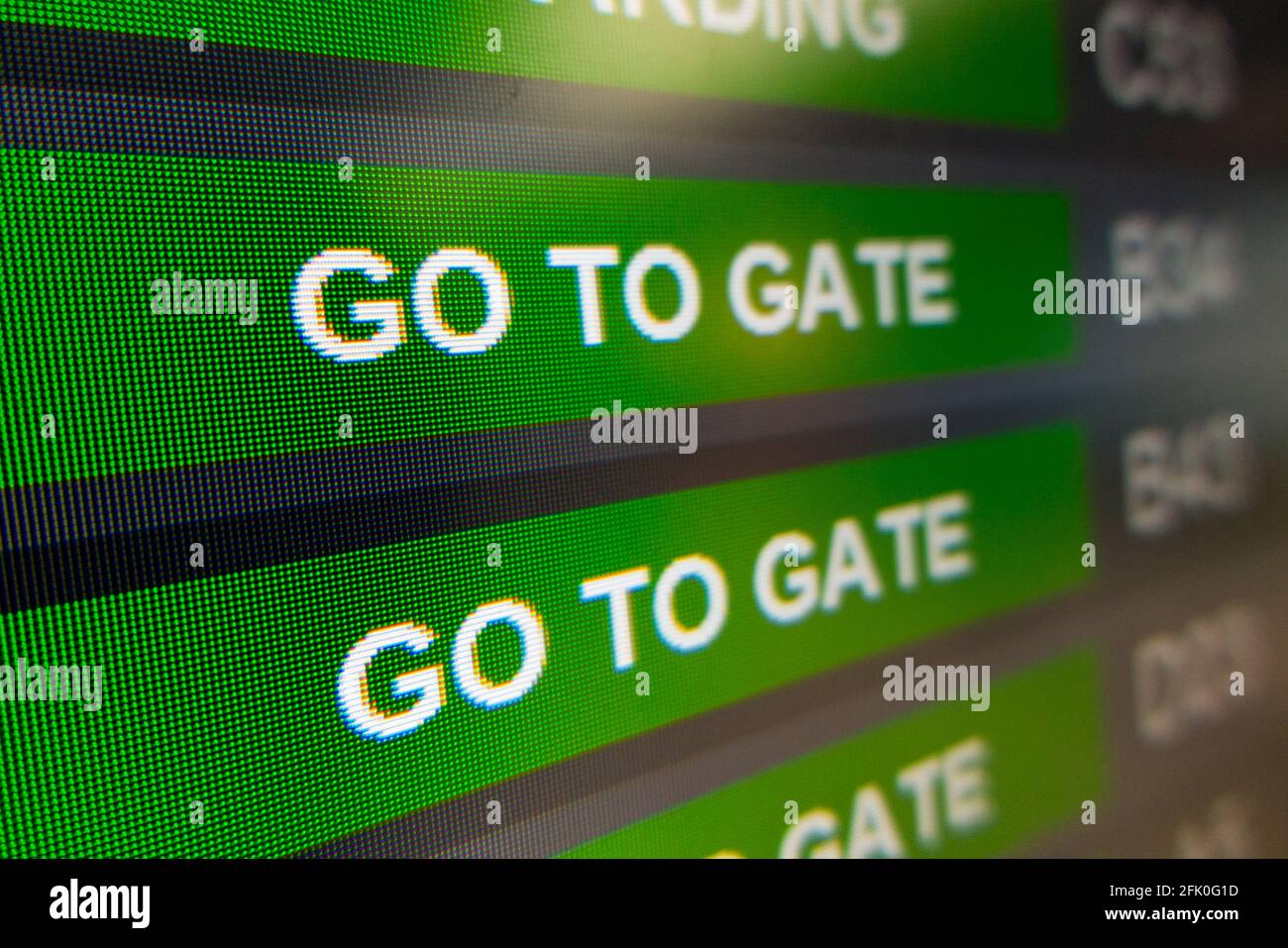 Departures information display screen showing the flight departure ...