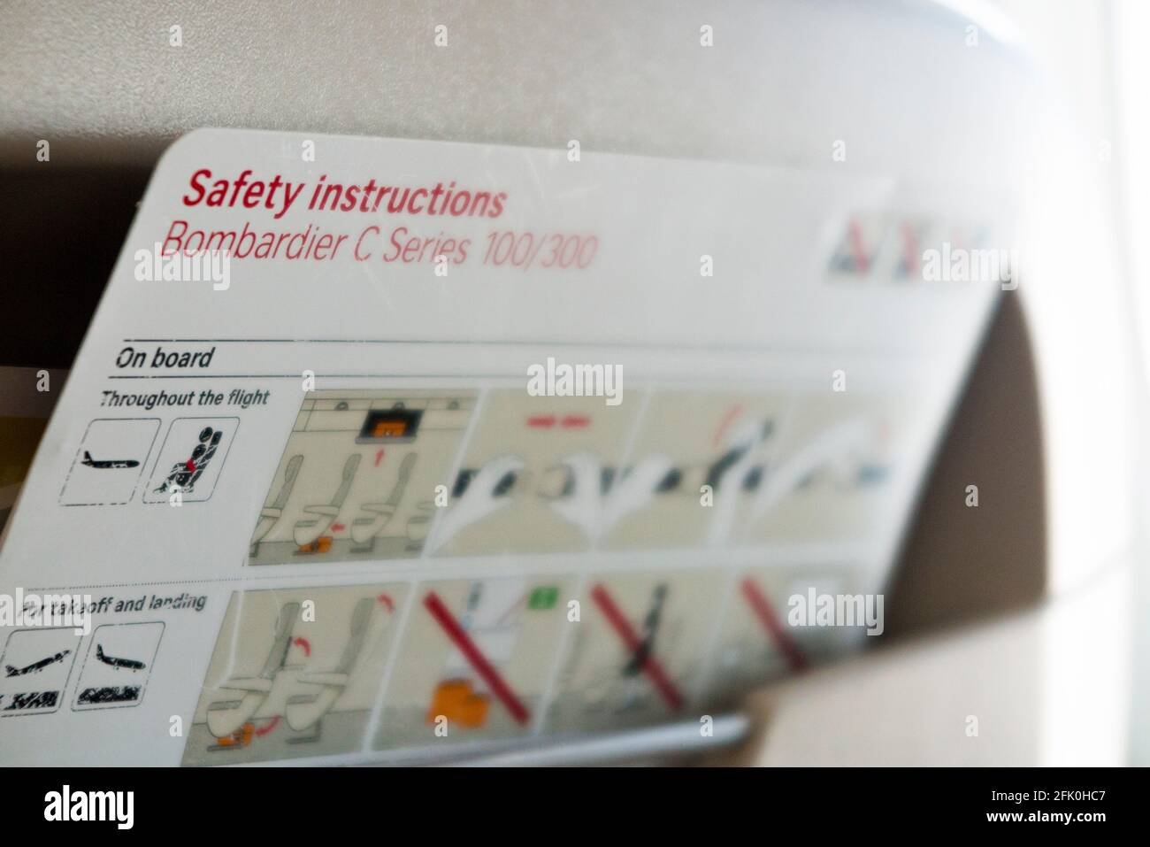 Safety & emergency instruction / guide card during a flight in a ...