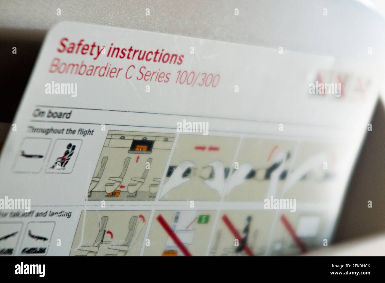 Safety & emergency instruction / guide card during a flight in a ...