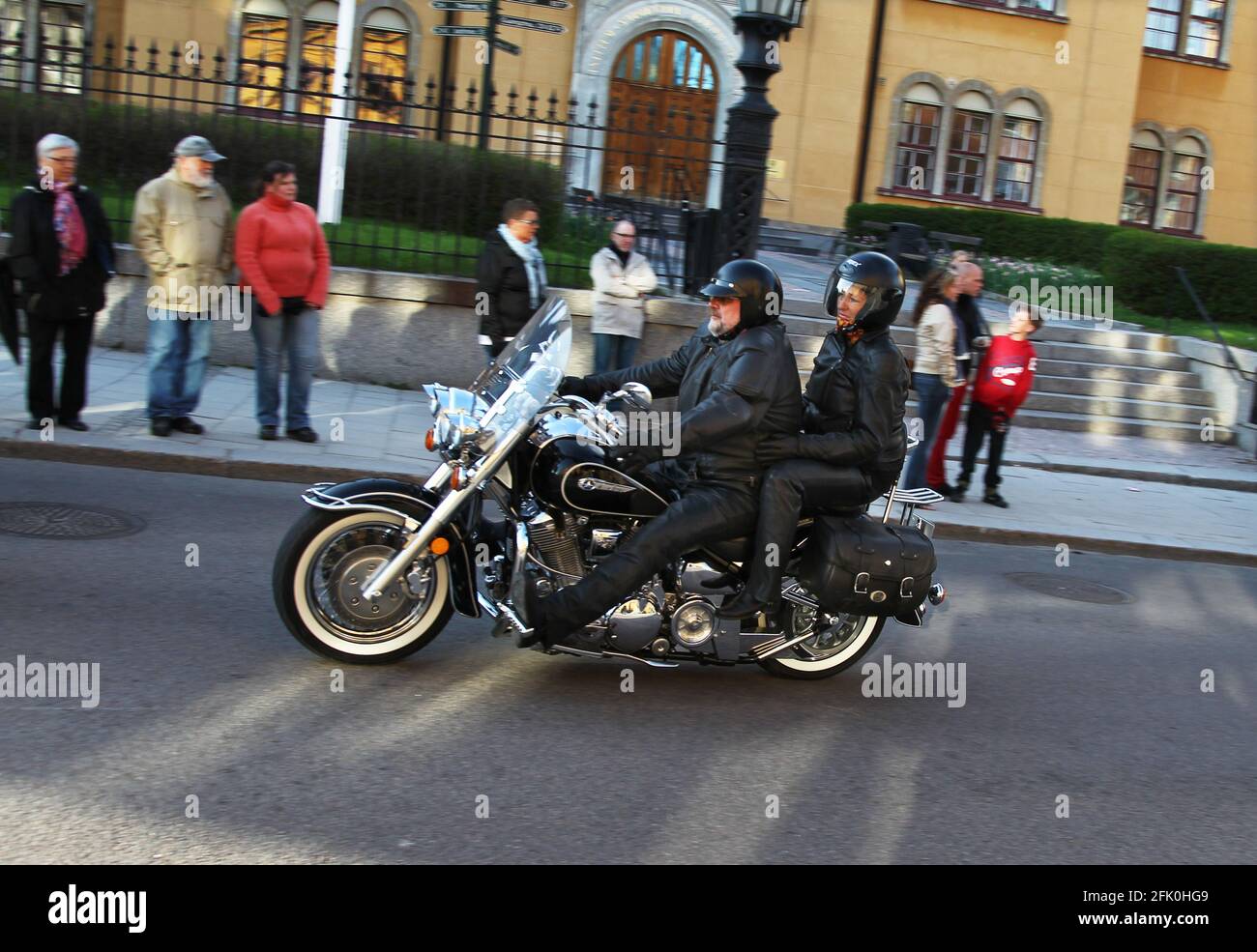 Motorcycle procession through Linköping to Skänninge, Sweden Stock ...