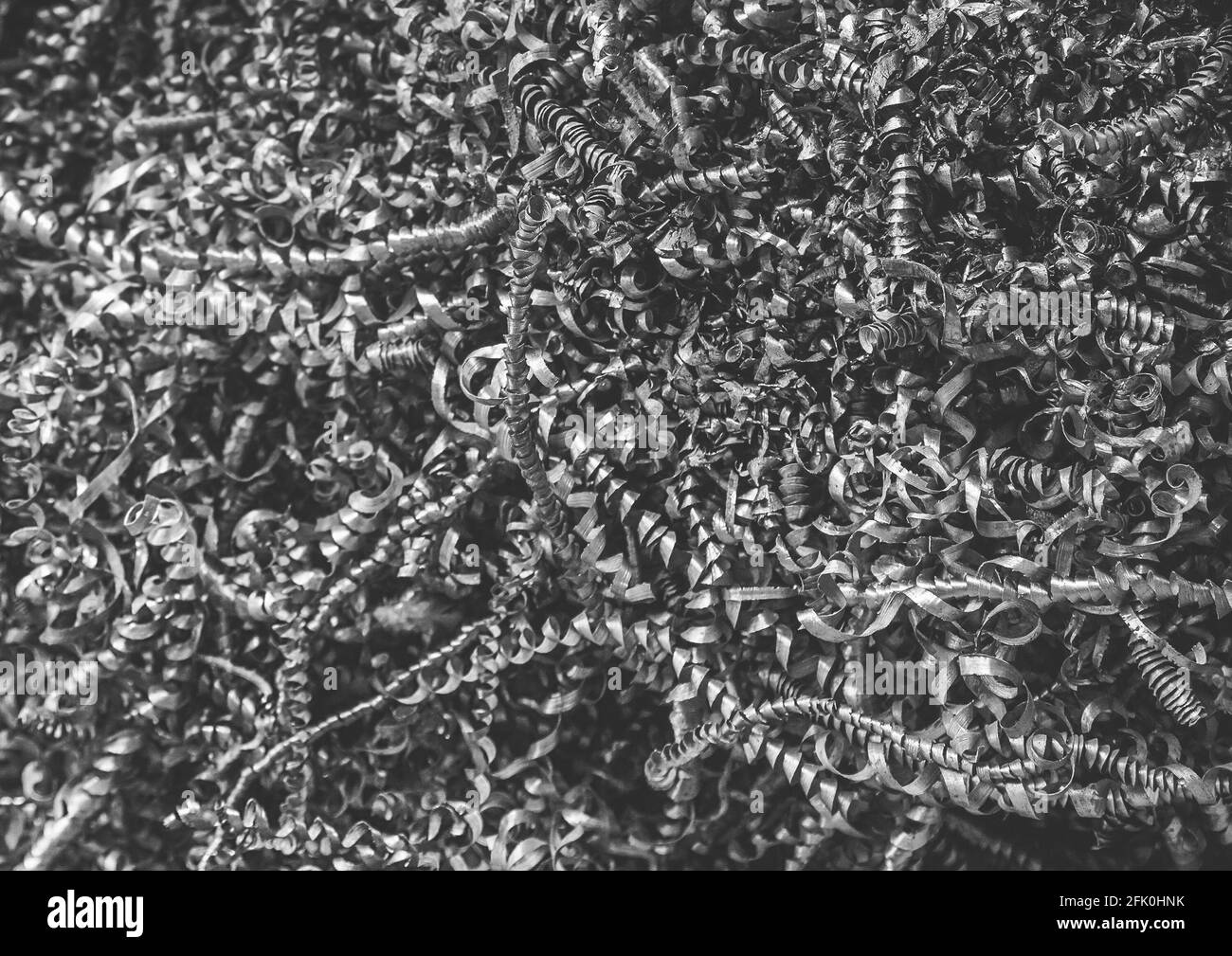 Metal shavings, industrial iron waste processing, background texture ...