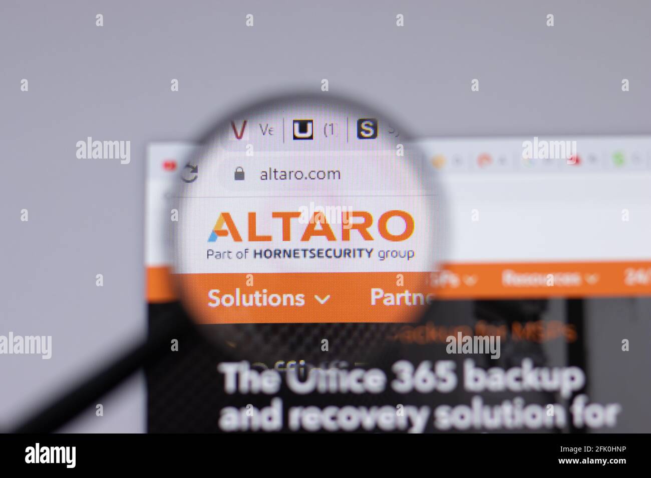 New York, USA - 26 April 2021: Altaro logo close-up on website page ...
