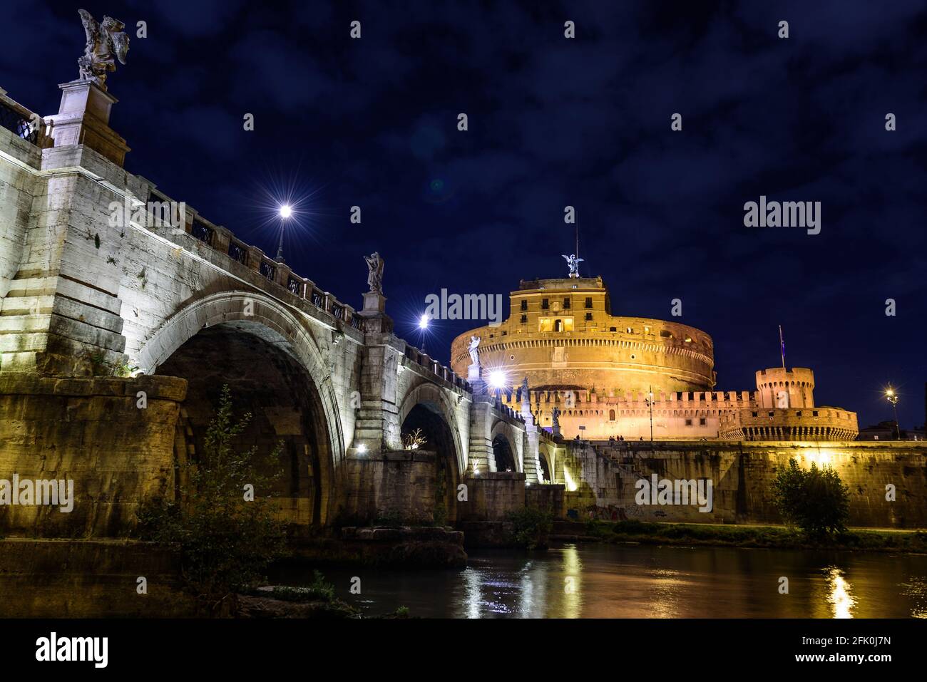 Castel Sant Angelo castle and Ponte Angelo bridge at dusk, Rome, Lazio, Italy, Europe Stock ...