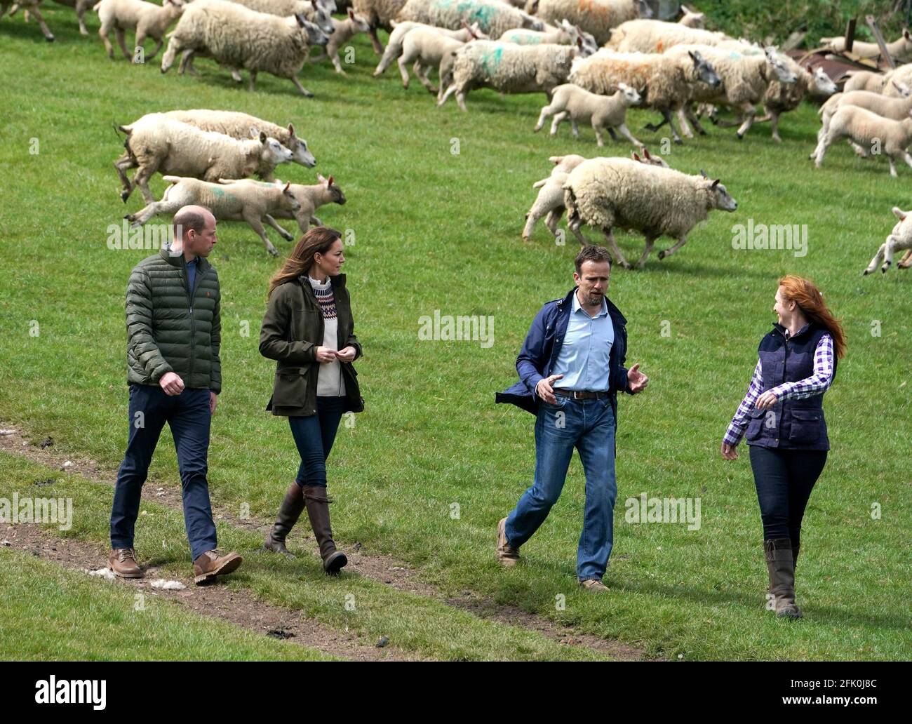 The Duke and Duchess of Cambridge (left) walk with farmers Stewart ...