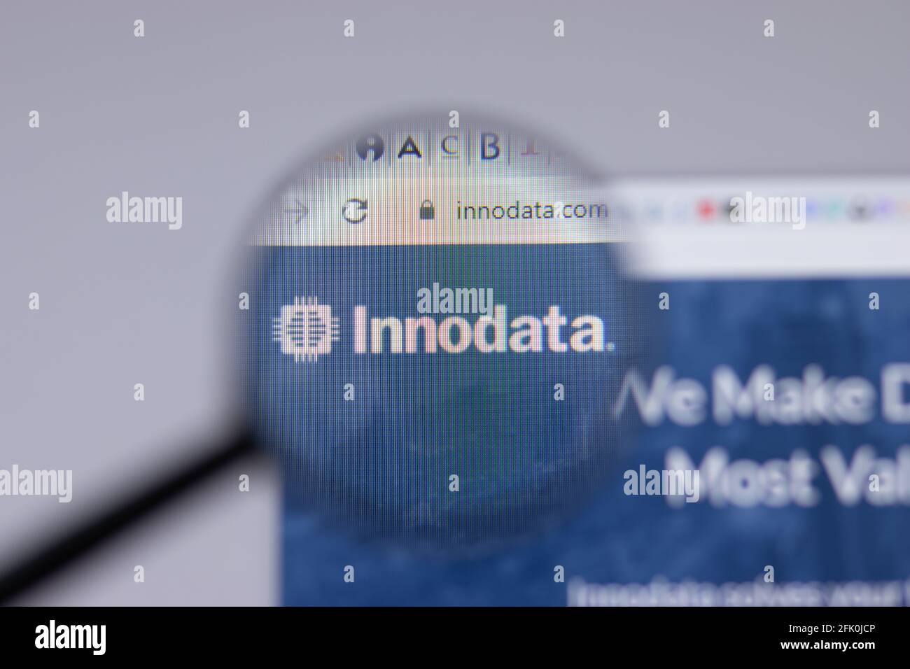 New York, USA - 26 April 2021: Innodata logo close-up on website page ...