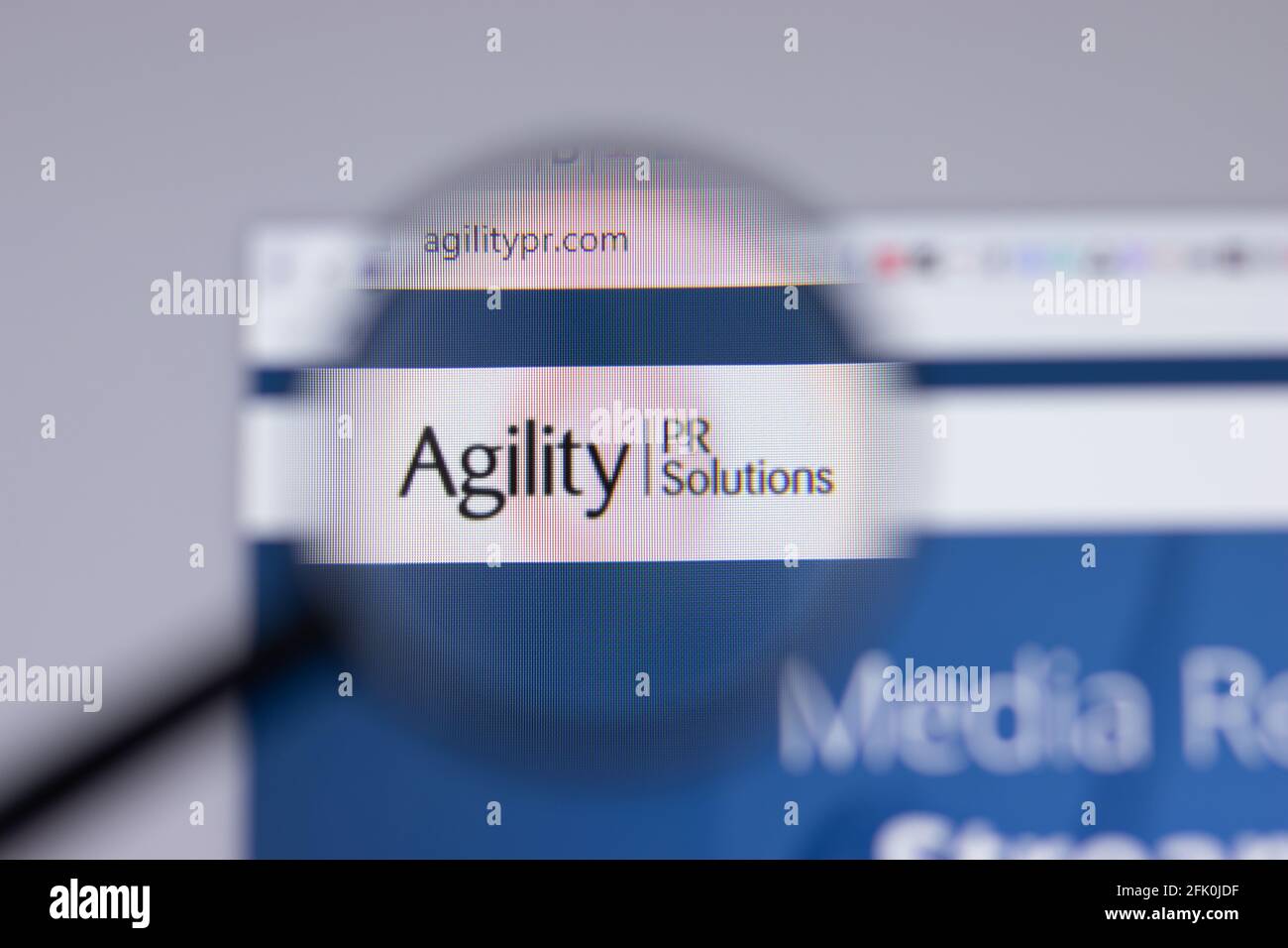 New York, USA - 26 April 2021: Agility PR Solutions logo close-up on ...