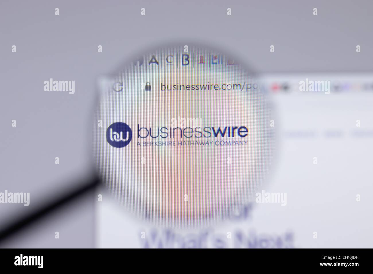 New York, USA - 26 April 2021: Business Wire logo close-up on website ...