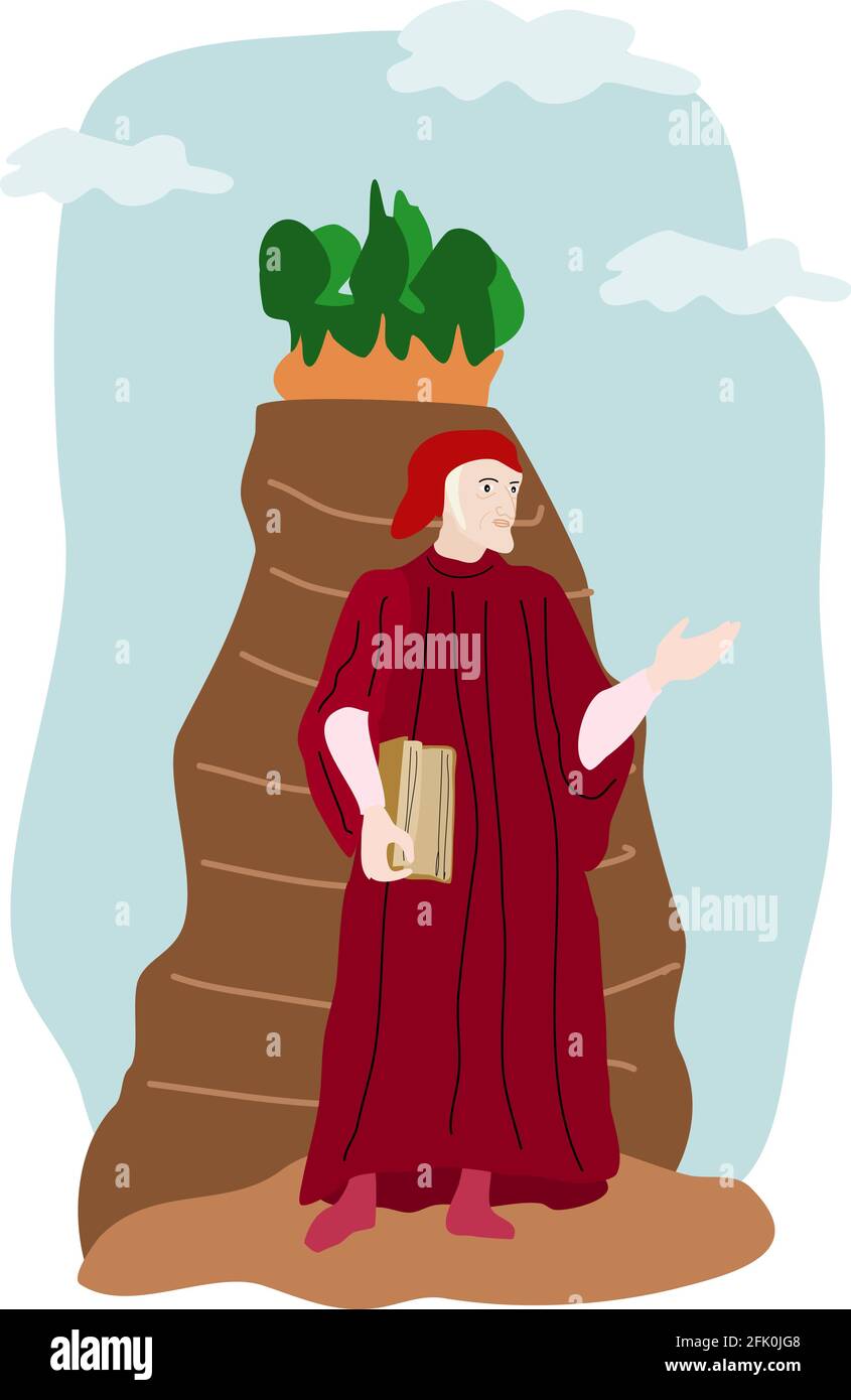 Dante Alighieri image with Mount Purgatory Stock Photo - Alamy