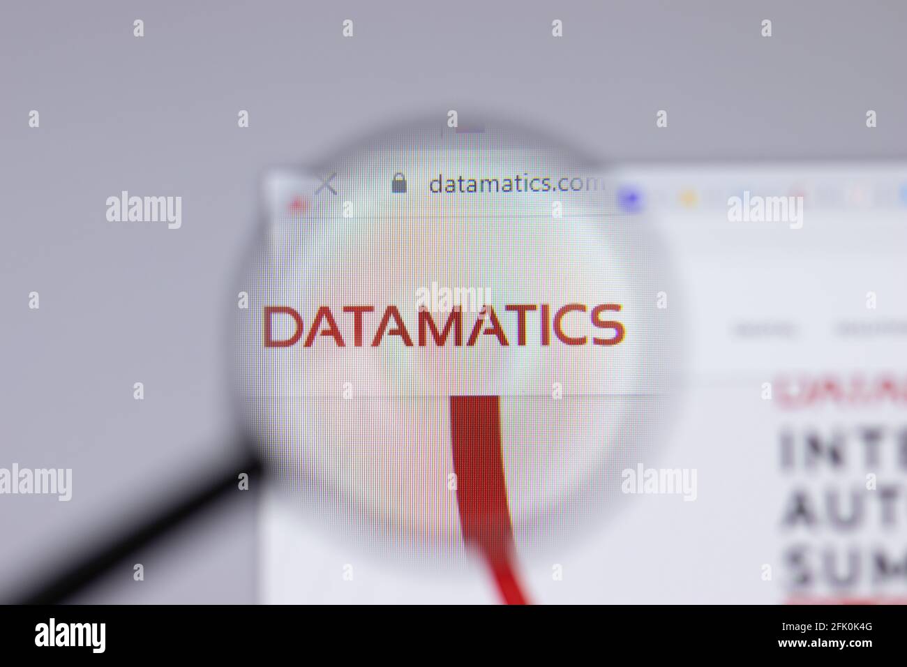 New York, USA - 26 April 2021: Datamatics logo close-up on website page ...