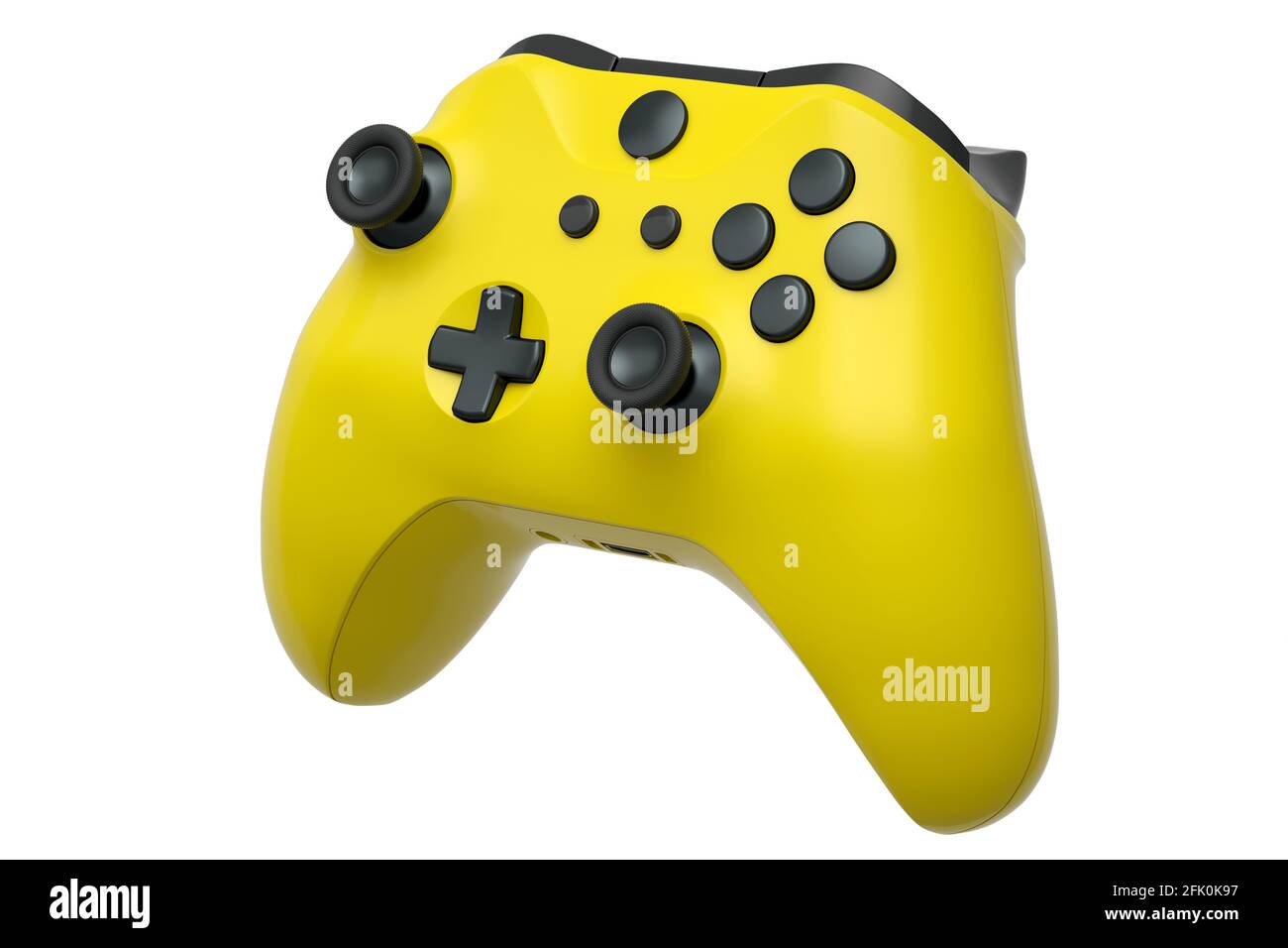 Realistic yellow video game controller on white background Stock Photo ...