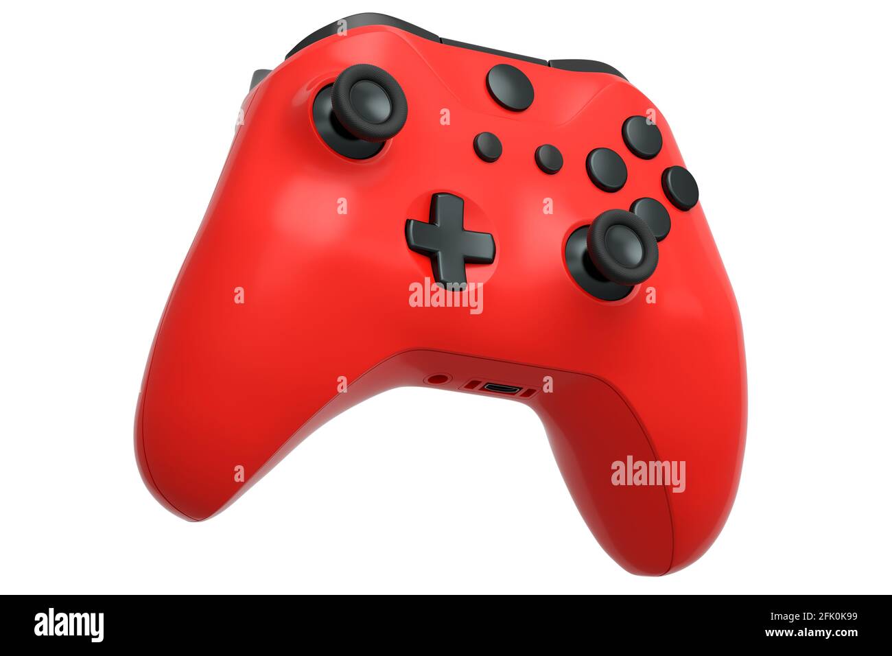 Realistic red video game controller on white background Stock Photo - Alamy