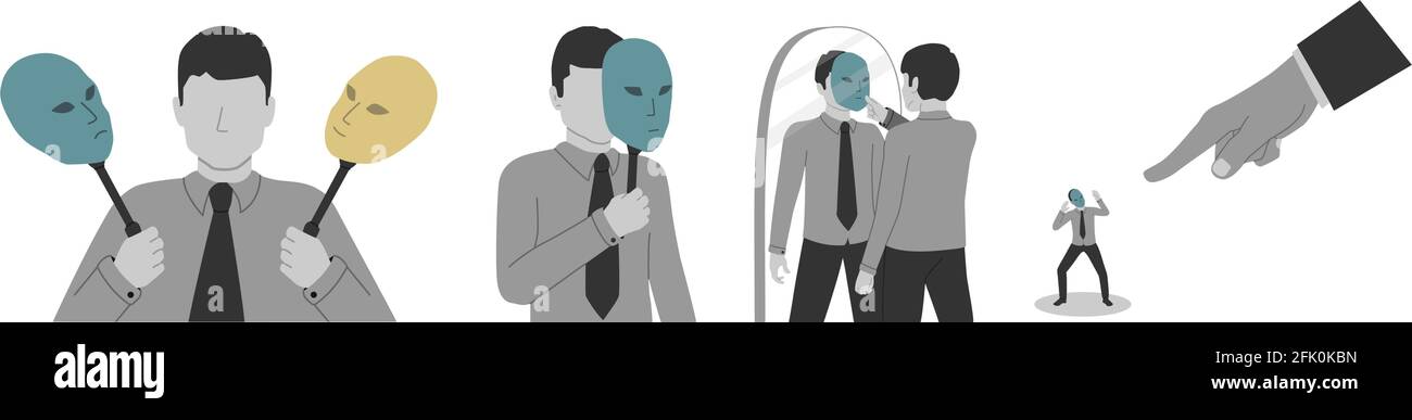 A man feels like a pretender or a deceiver who hides his face under a ...