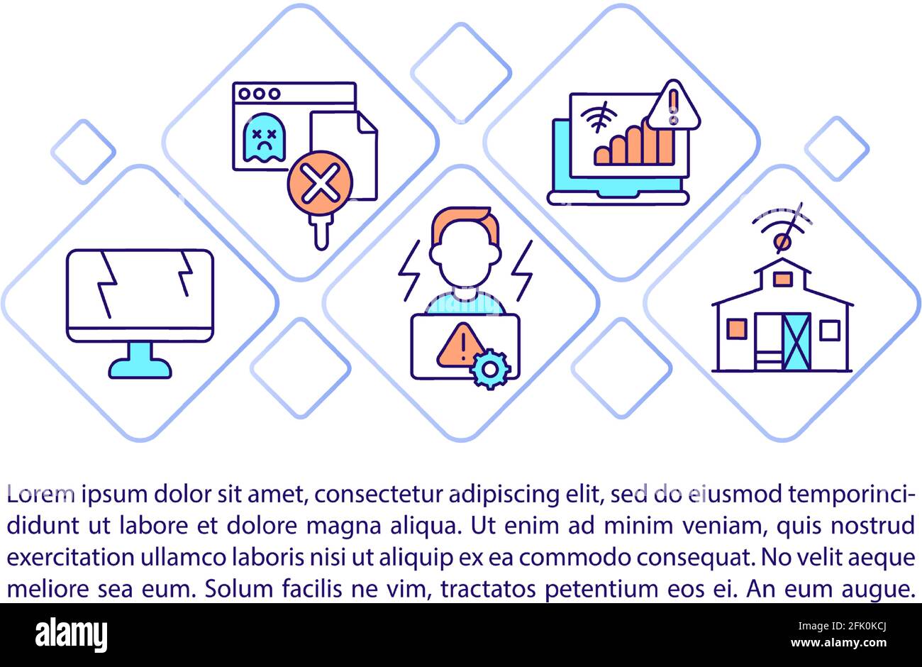 Network troubleshooting concept line icons with text Stock Vector Image ...