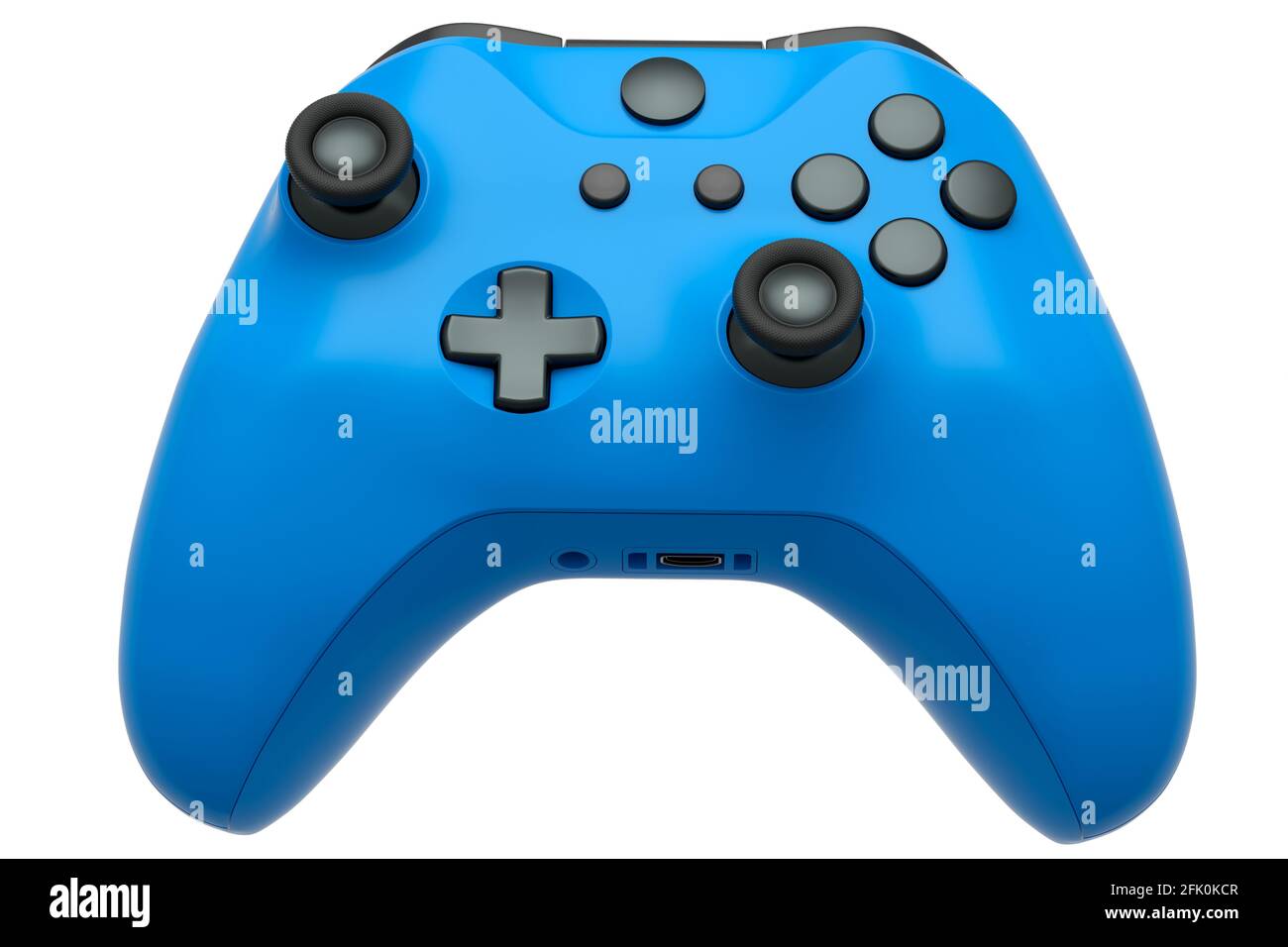 Realistic blue video game controller on white background Stock Photo ...