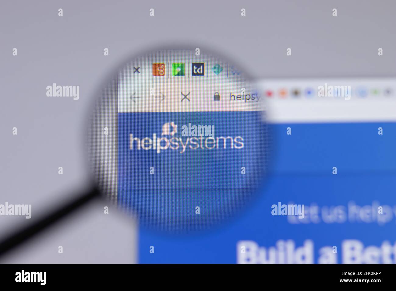 New York, USA - 26 April 2021: HelpSystems logo close-up on website ...